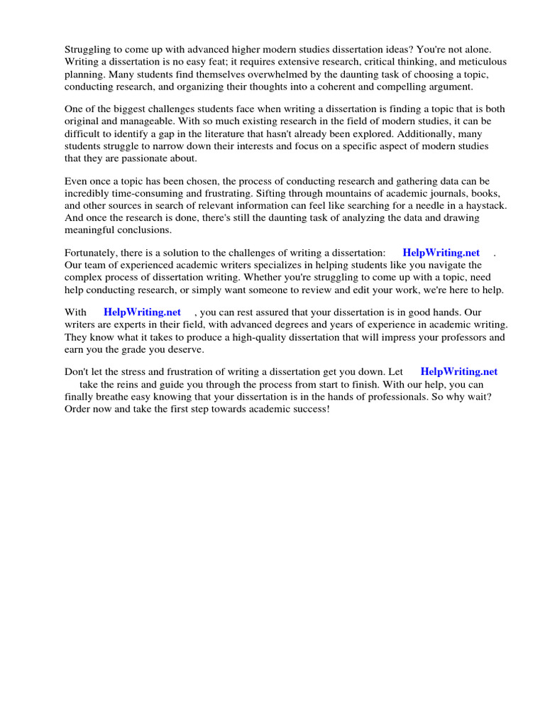 Advanced Higher Modern Studies Dissertation Ideas | PDF | Thesis | Thought