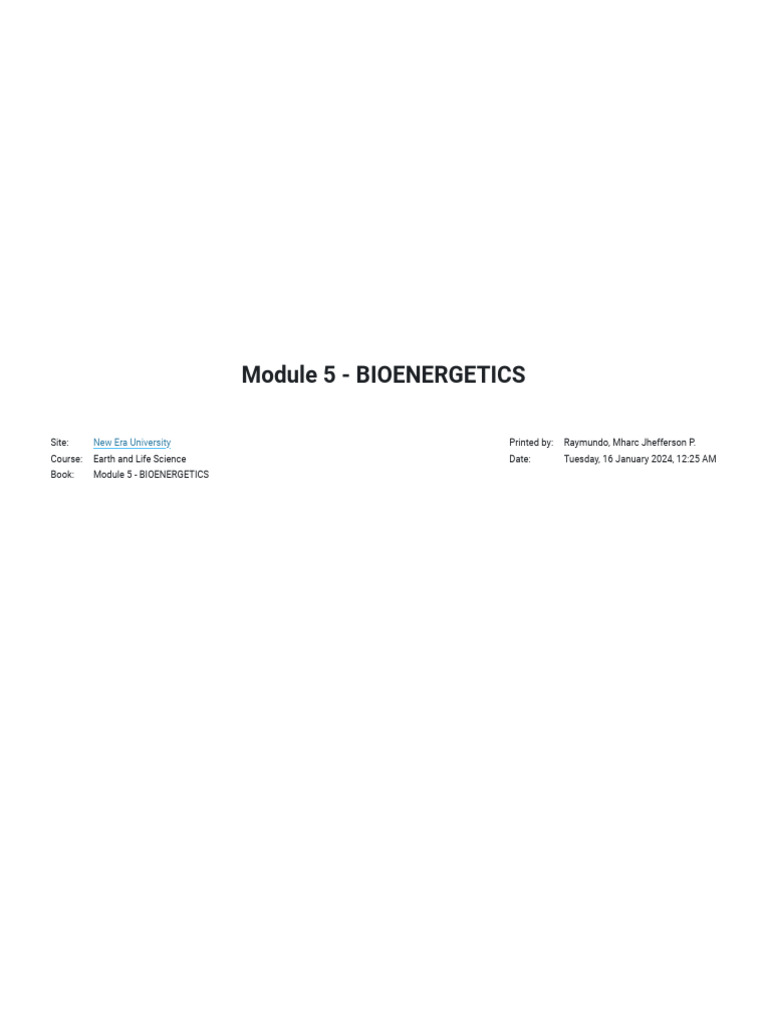 Module 5 - BIOENERGETICS | PDF | Cellular Respiration | Diet & Nutrition