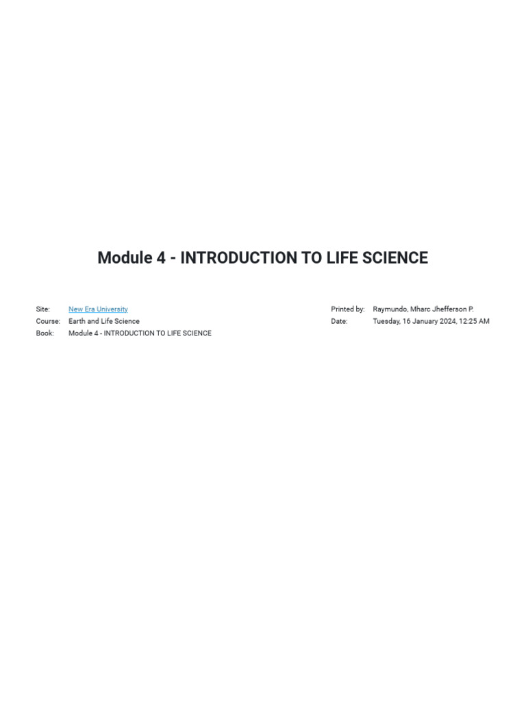 Module 4 - INTRODUCTION TO LIFE SCIENCE | PDF | Metabolism | Nutrition