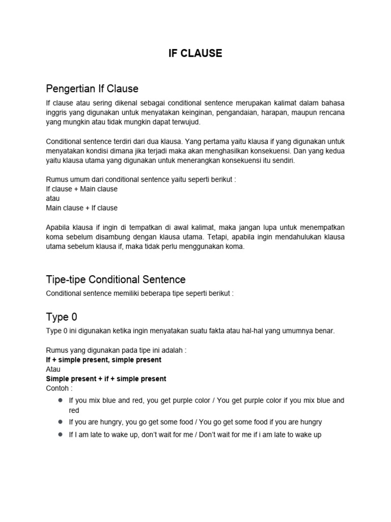 Pengertian dan Tipe If Clause | PDF