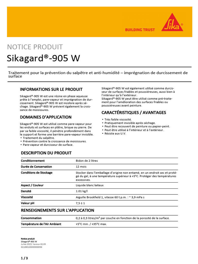 Sikagard 905 W | PDF | Peinture