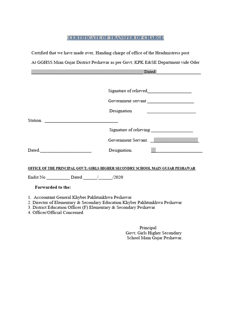 CERTIFICATE OF TRANSFER OF CHARGE | PDF