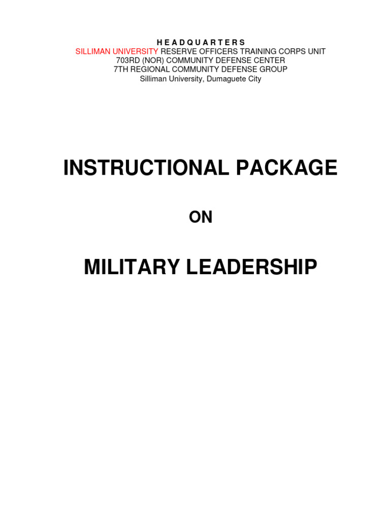 Military Leadership Instruction Package | PDF | Leadership | Disciplines