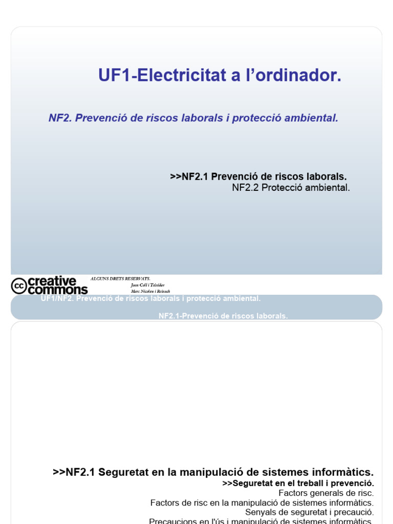 U1N2A1-Prevencio de Riscos Laborals I Proteccio Ambiental | PDF