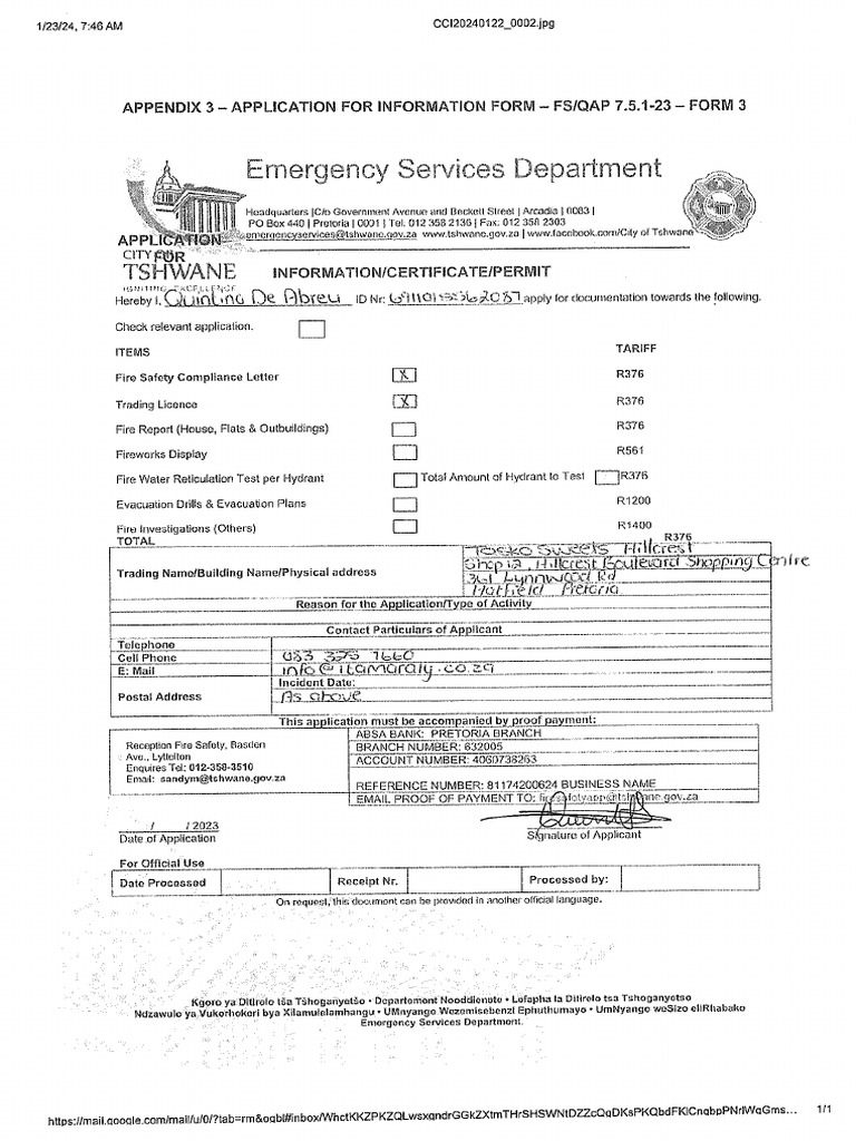 Emergency Services Tasko Hillcrest | PDF