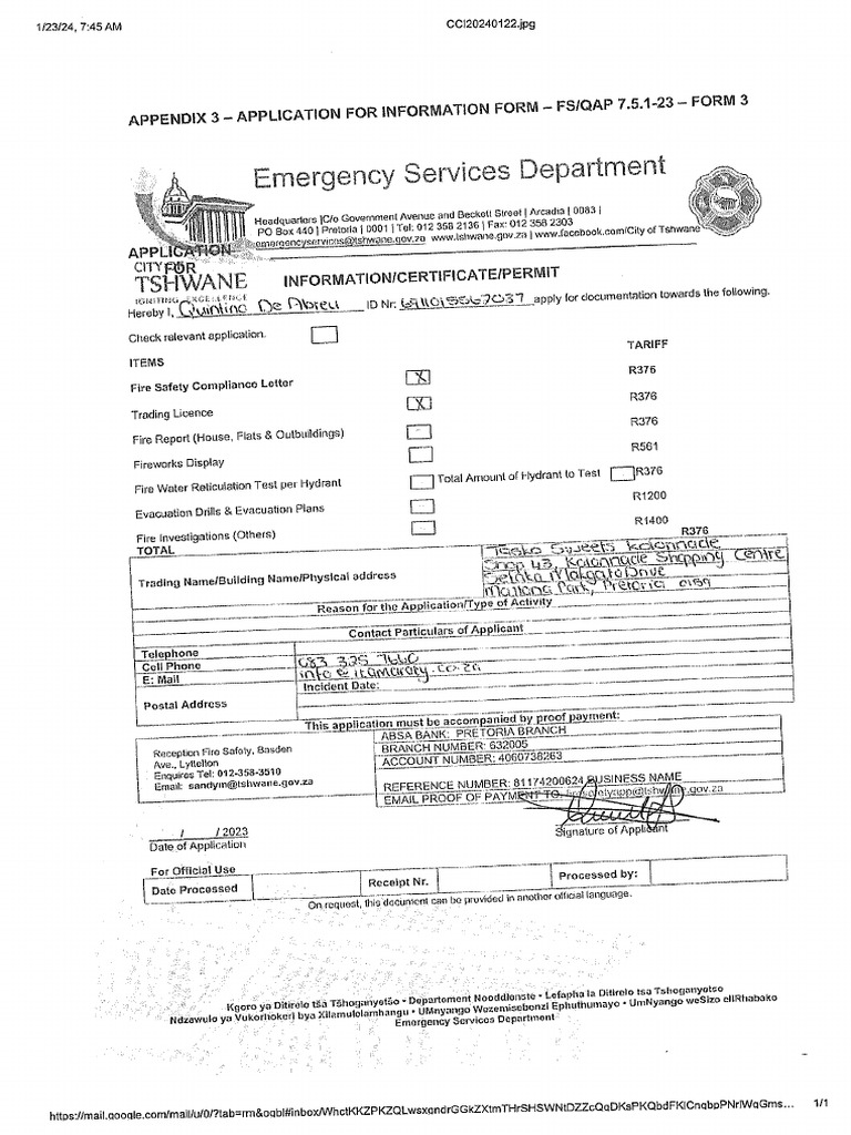 Emergency Services Tasko Kolonnade | PDF