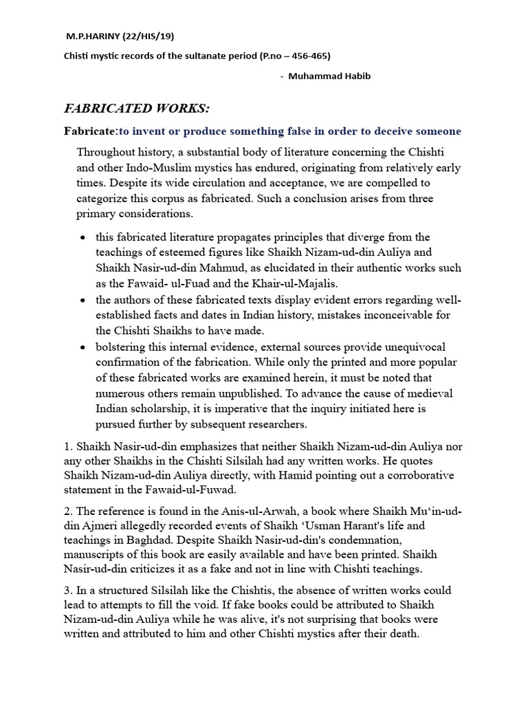 Chishti Mysticism: Unveiling Fabrications | PDF | Abrahamic Religions