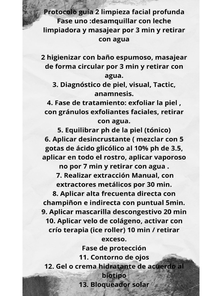 Protocolo 2 Limpieza facial profunda Luisa | PDF
