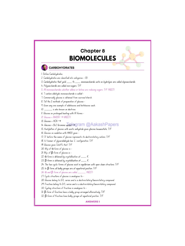 Organic Chem Hack - Biomol - Q | PDF