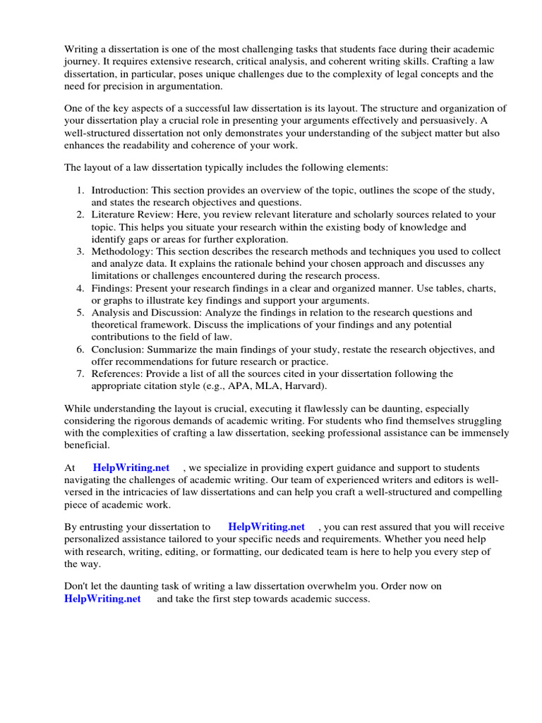 Law Dissertation Layout Pdf Methodology