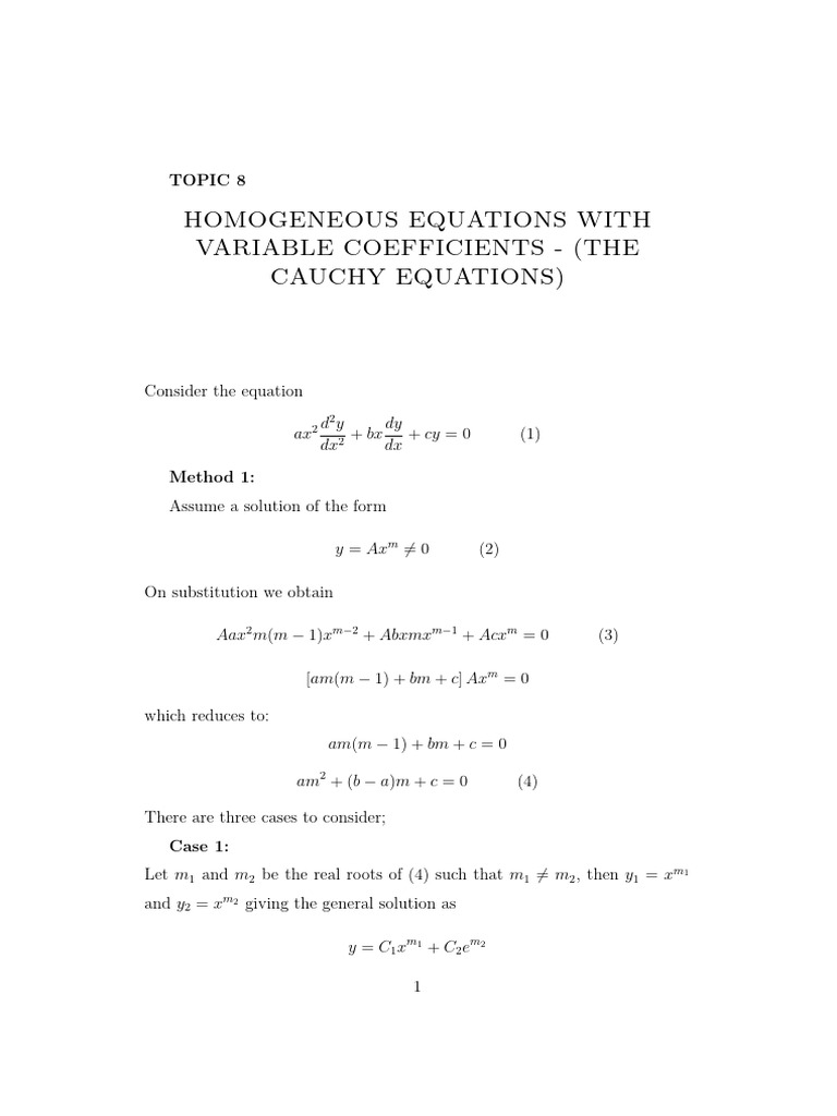 ODE Topic 8 Notes | PDF | Equations | Mathematics