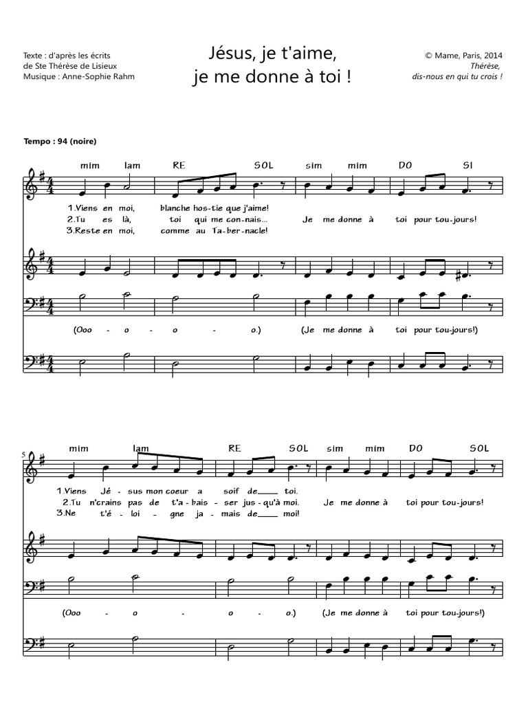 JÃ©sus Je Taime Je Me Donne Ã Toi - Ok | PDF