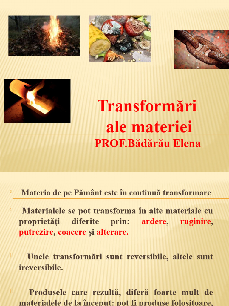 Transformari - Ale - Materiei 1 | PDF