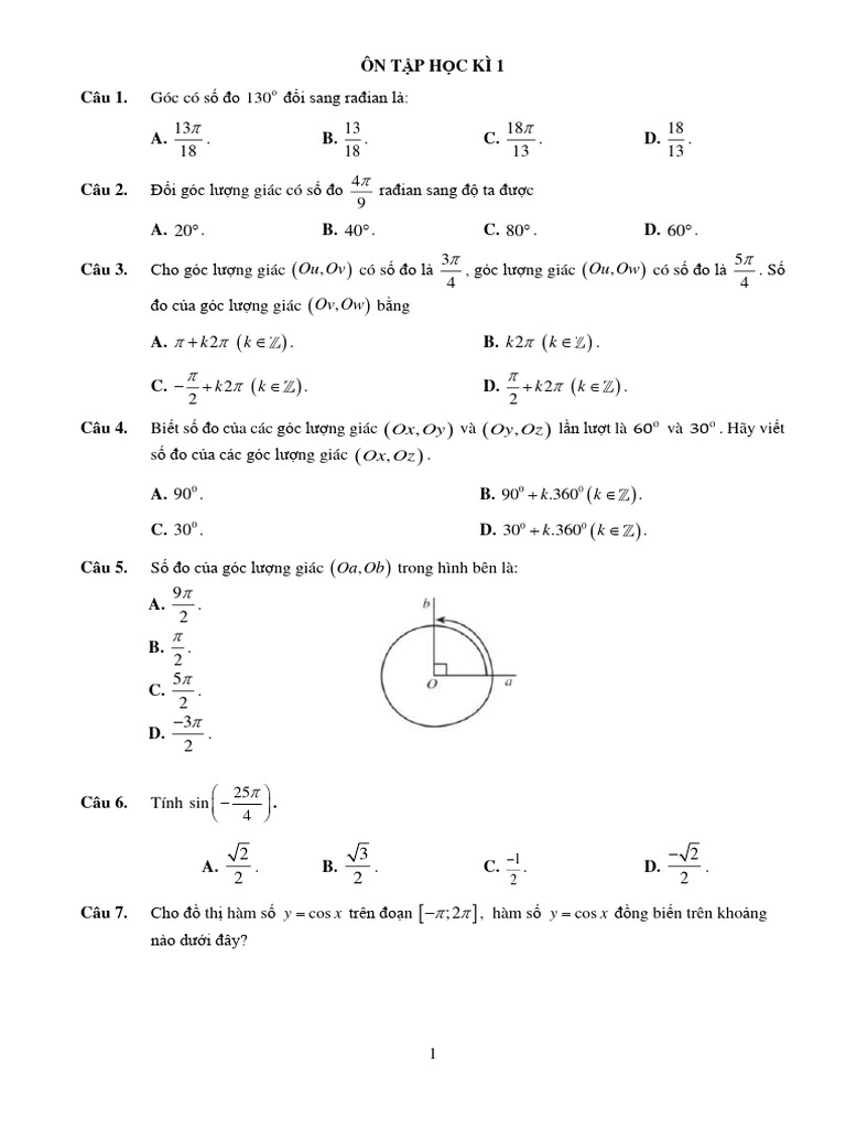 Ôn Tập HK1 (Bổ Sung) - HS | PDF
