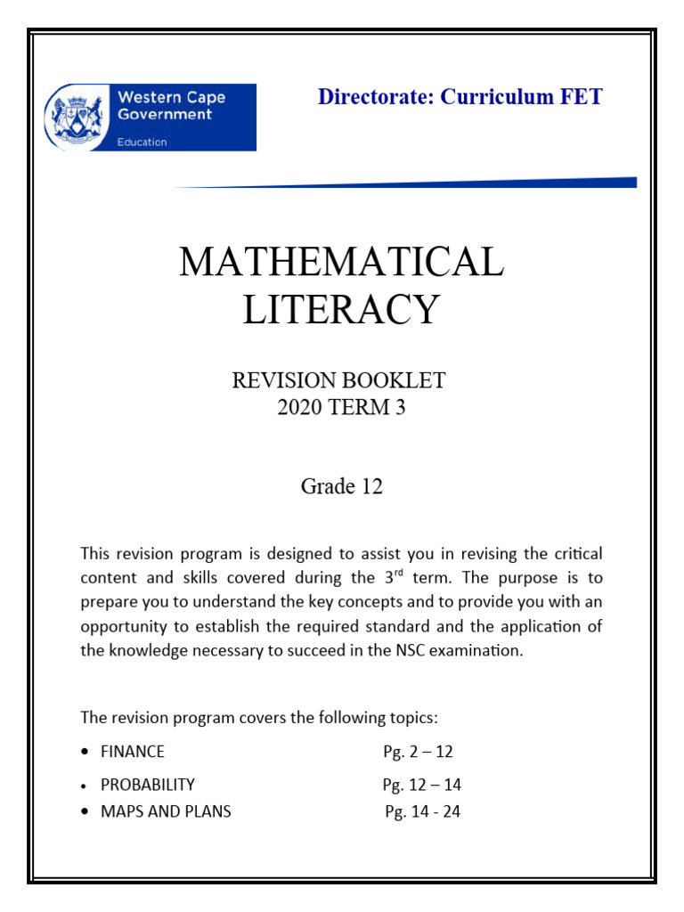 Mathematical Literacy Grade 12 Term 3 | PDF | Taxes | Salary