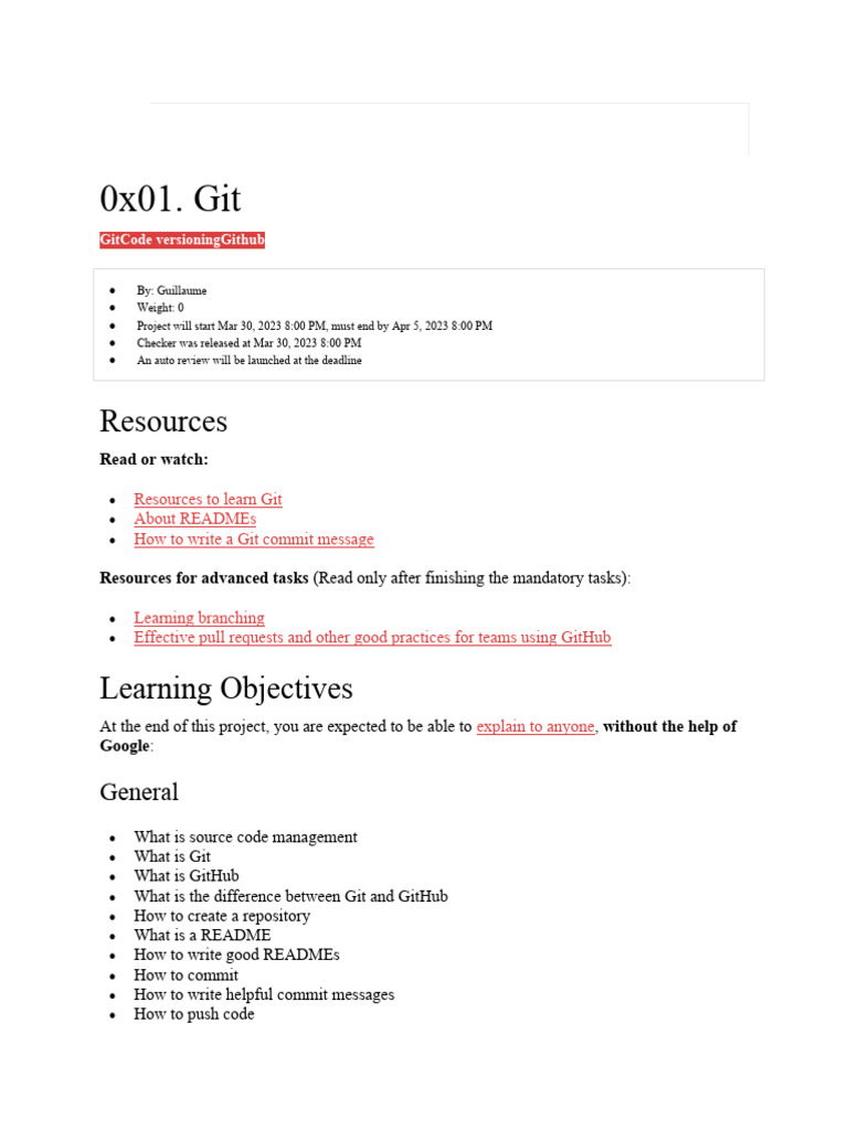 0x01. Git: Resources | PDF | Software Engineering | Software