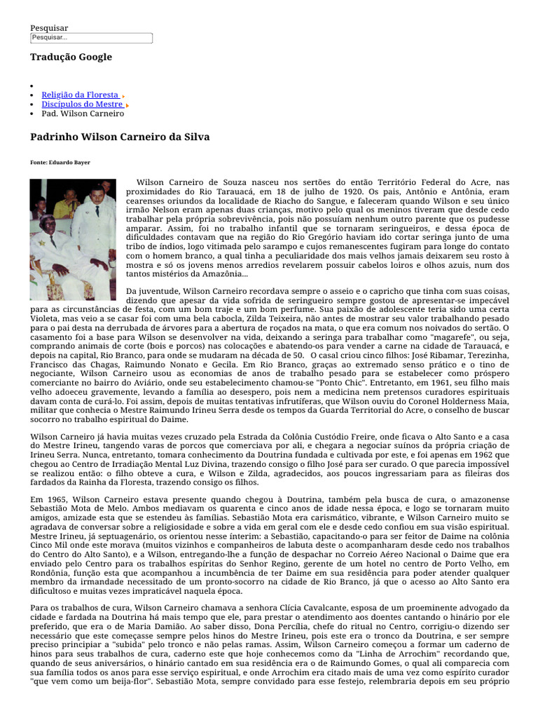 Padrinho Wilson Carneiro (Bio) | PDF