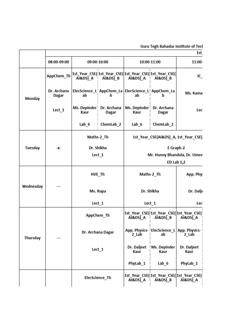 Version 3 1st Year Students Time Table | PDF