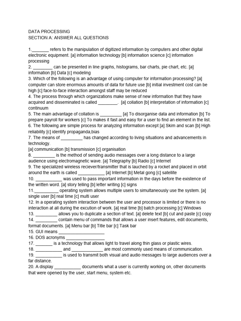 DCFC Data Processing 1 | PDF | Information | Operating System