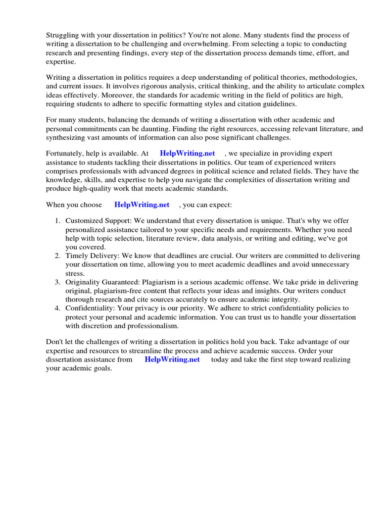 Dissertation Sample Politics | PDF | Thesis | Science