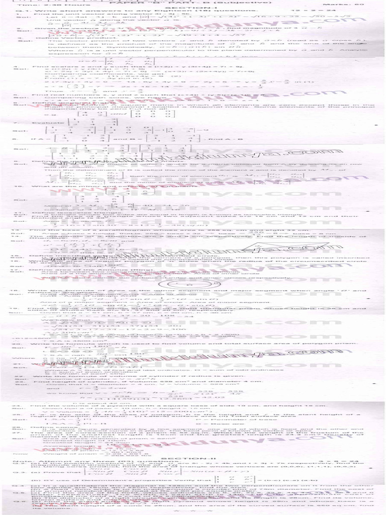 DAE IA 2018 Past Papers Civil 1st Year Applied Mathematics Part B Paper ...