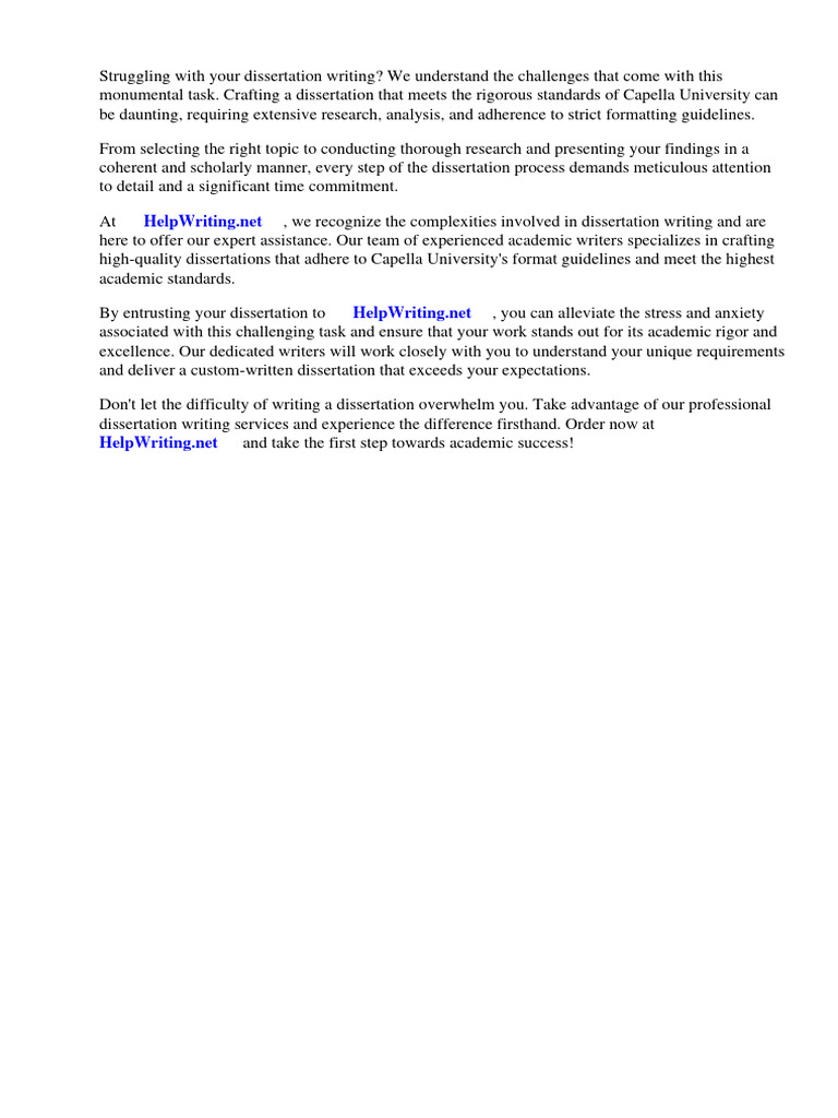 Capella University Dissertation Format Guidelines | PDF | Curriculum ...