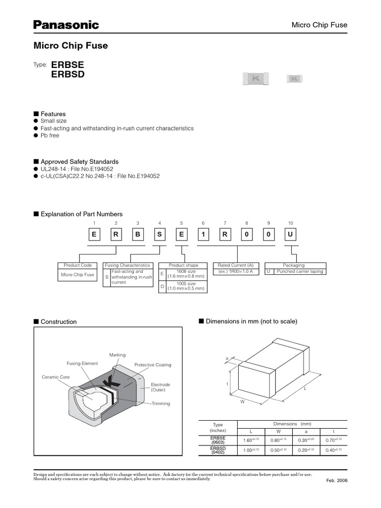 Micro Chip Fuse Specifications Guide | PDF | Fuse (Electrical ...