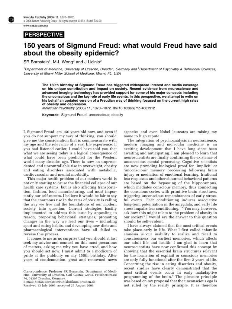 Freud | PDF | Memory | Obesity