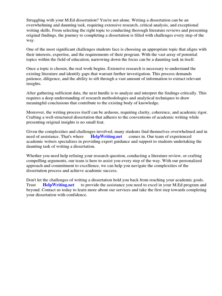 M.Ed Dissertation Writing Challenges | PDF | Thesis | Teachers