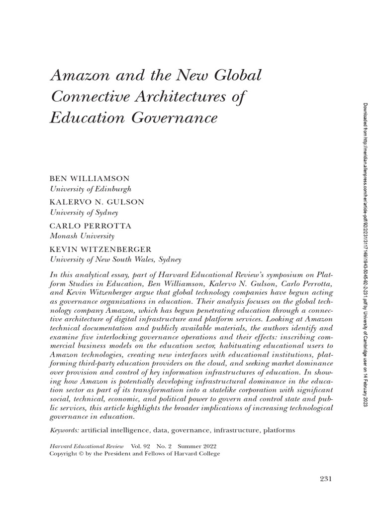 Williamson Ben Amazon and The New Global Connective | PDF | Amazon Web ...