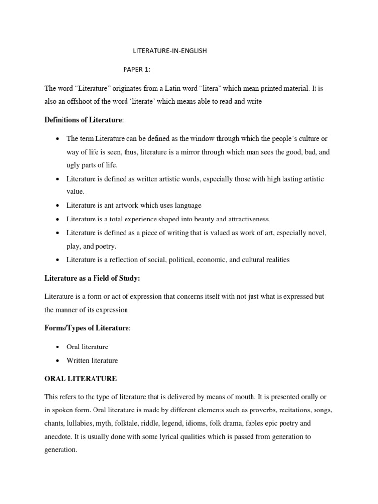 Understanding Literature and Its Types | PDF | Poetry | Narration