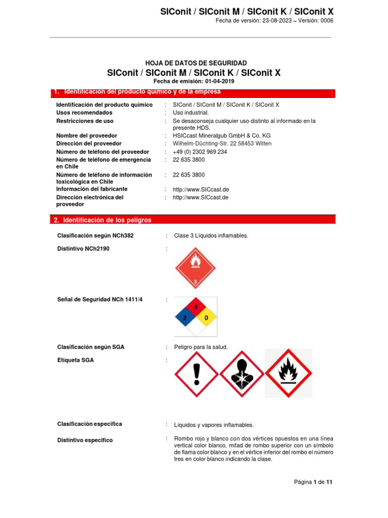 Siconit X | PDF | Toxicidad | Residuos
