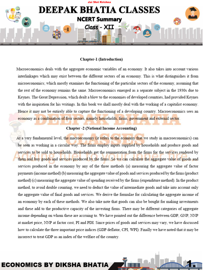 XII Eco Summary | PDF | Money | Money Supply