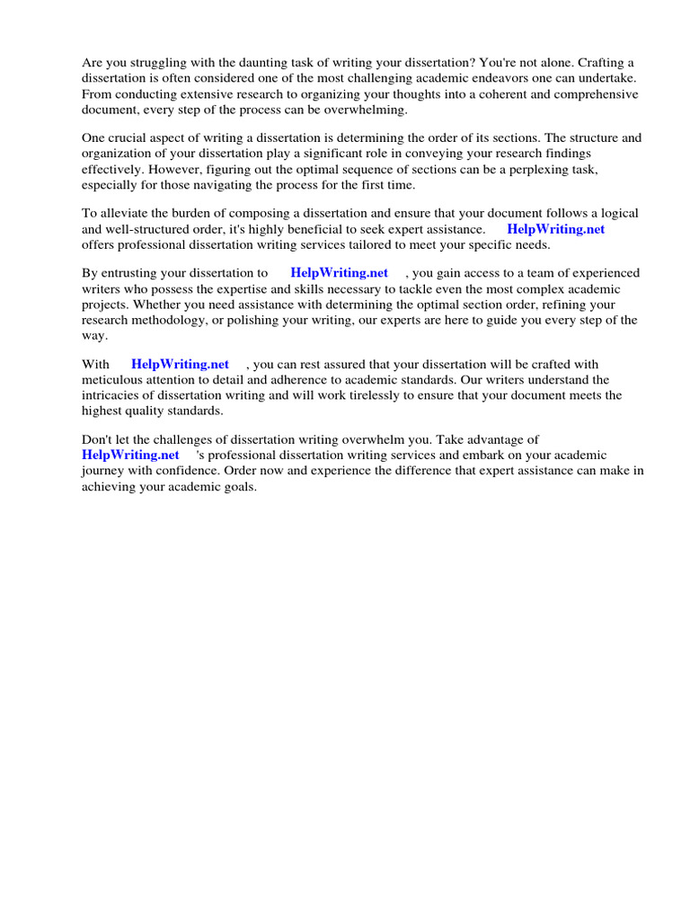 Dissertation Section Order | PDF | Thesis | Cognitive Behavioral Therapy