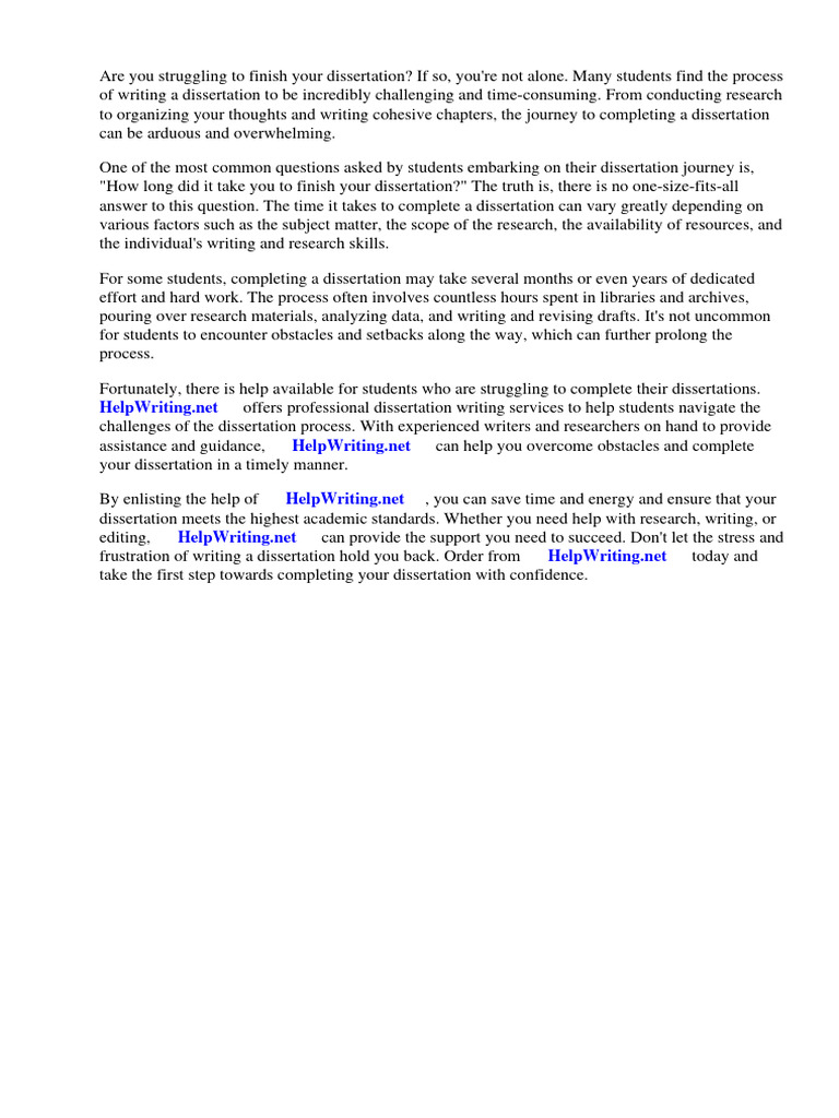 How Long Did It Take You To Finish Your Dissertation | Download Free PDF | Thesis | Doctor Of ...