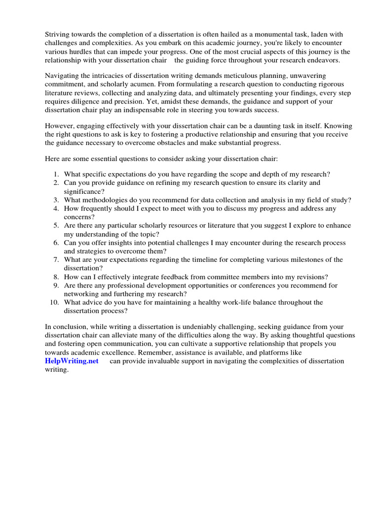 Dissertation Chair Guidance | PDF | Thesis | Methodology
