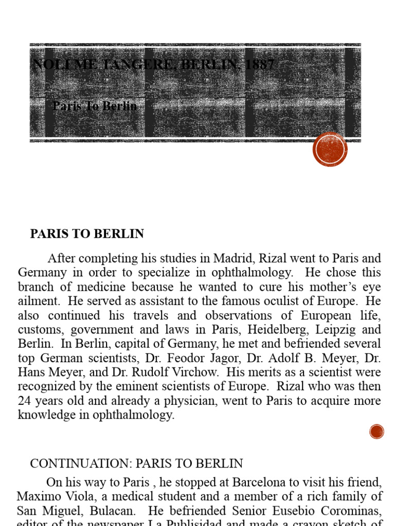 Rizal's Noli Me Tangere in Berlin 1887 | PDF | History | Classics
