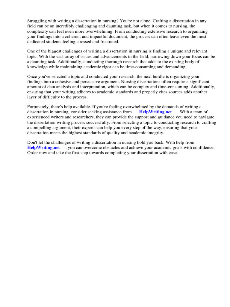 Dissertation Nursing Ideas | PDF | Nursing | Thesis