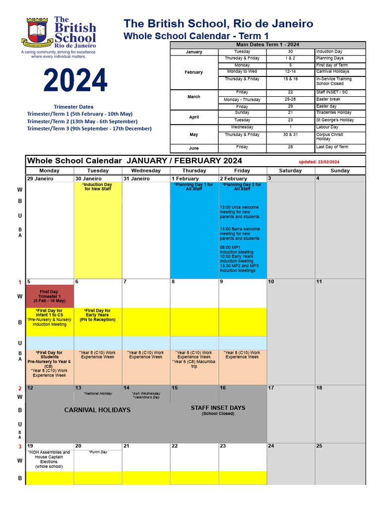2024 Whole School Calendar Template - Updated 20.02.2024 - Term 1 2024 ...