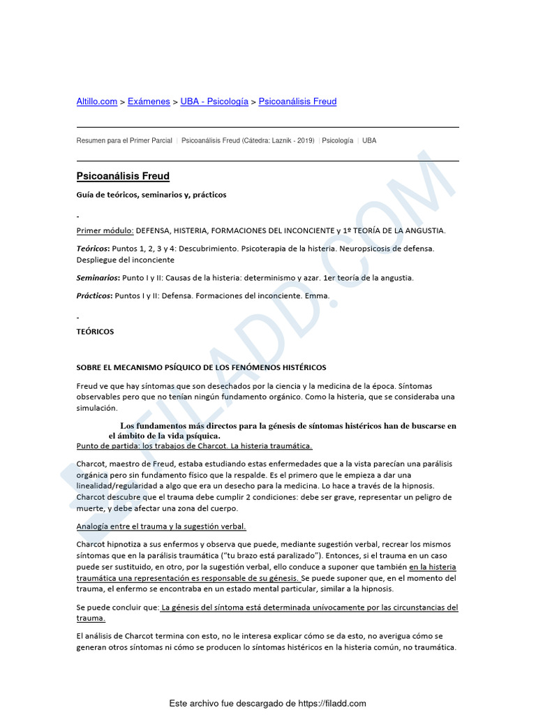Resumen Psico Freud | PDF | Trauma psicólogico | Neurosis
