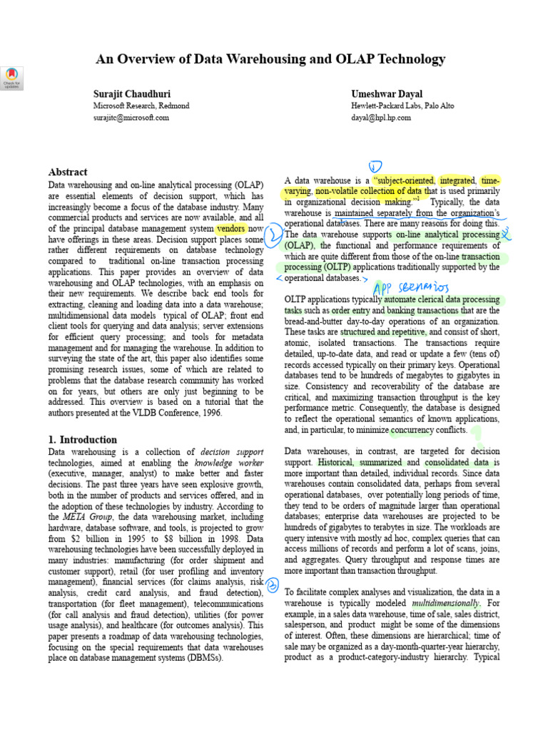 Readingpaper | PDF | Data Warehouse | Database Index