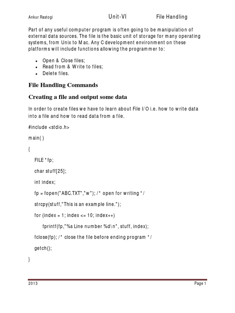 File Handling | PDF | Computer File | Pointer (Computer Programming) File Handling | PDF | Computer File | Pointer (Computer Programming)