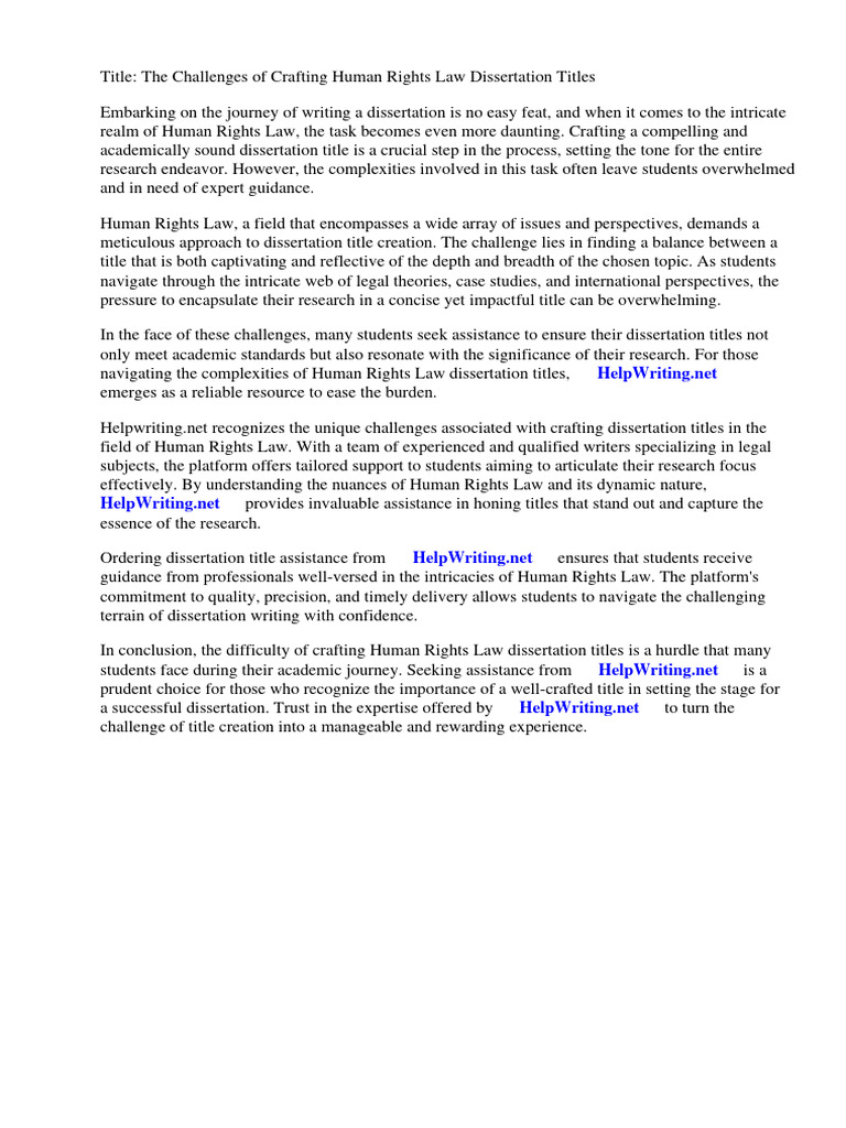 Human Rights Law Dissertation Titles | PDF | Human Rights | Double Jeopardy