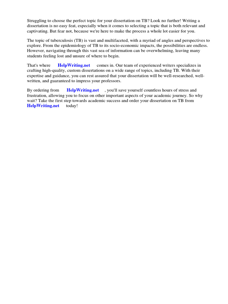 Dissertation Topics On TB | PDF | Tuberculosis | Infection