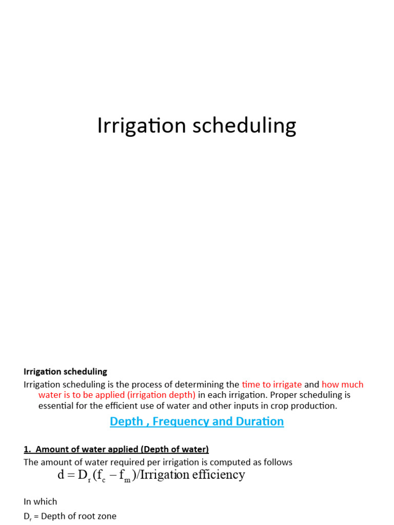 Prac Lec - 7 Irrigation Scheduling | PDF | Soil | Irrigation