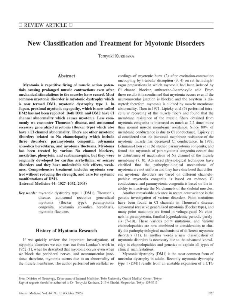 New Classification and Treatment For Myotonic Disorders: Review Article ...