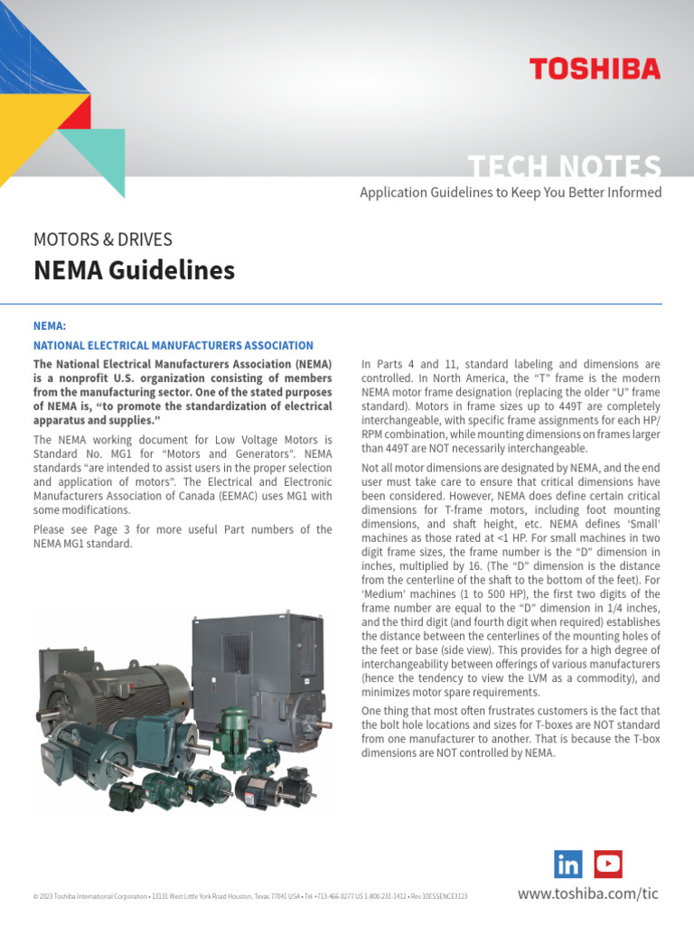 Motor TechNotes NEMA Guidelines | PDF | Electricity | Electrical ...