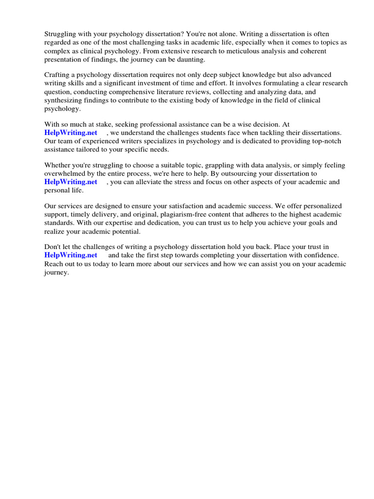 Psychology Dissertation Help Guide | PDF | Psychology | Mental Disorder