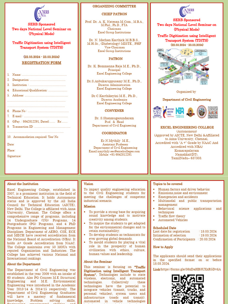 SERB Seminar on TDITS 2024 | PDF | Engineering