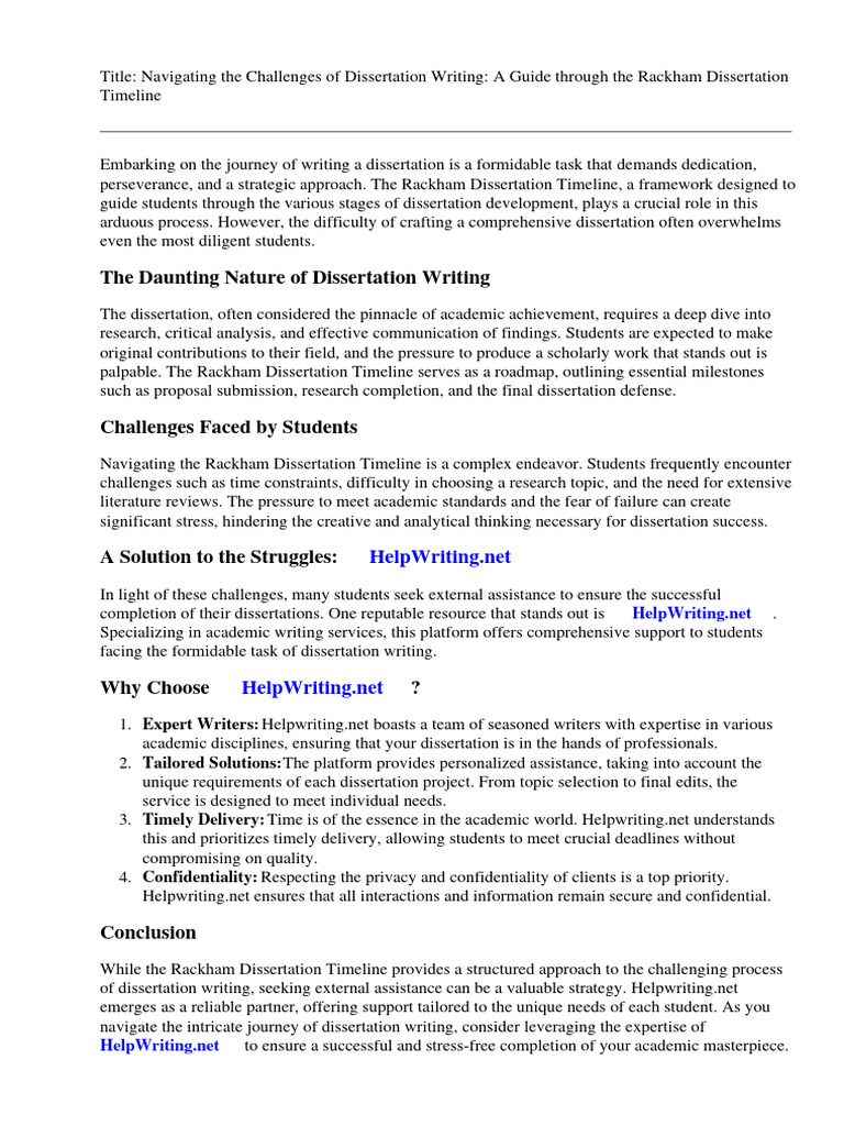Rackham Dissertation Timeline | PDF | Thesis | Academic Publishing